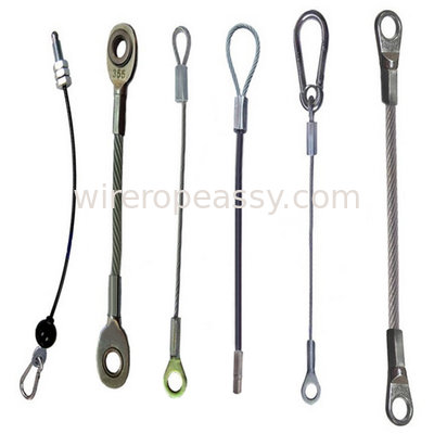 Sliver Cable Display Stainless Steel Wire Rope With Hook / Terminal , 1m-3m Length