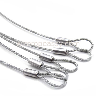 Sliver Cable Display Stainless Steel Wire Rope With Hook / Terminal , 1m-3m Length