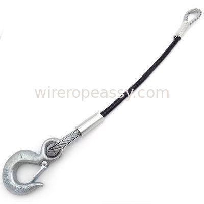 Ø9.5mm Heavy Duty Wire Rope Sling 5 tons Galvanized Steel Wire Tow Cable with Big Hook