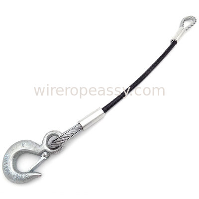 Ø9.5mm Heavy Duty Wire Rope Sling 5 tons Galvanized Steel Wire Tow Cable with Big Hook
