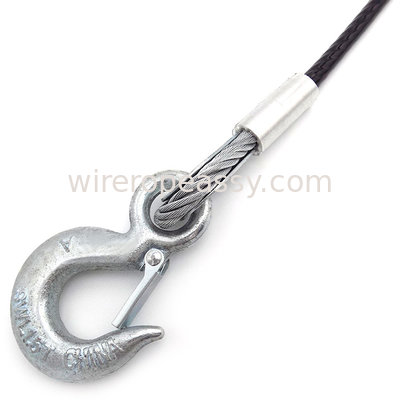 2Ton 1/16" Diameter 7X7 Galvanzied Steel Wire Rope With Loop And Snap Hook On Both Ends