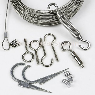 ISO2008 Terminal Fittings Stainless Wire Hanging Kit wtih Hook / Eye Turnbuckle