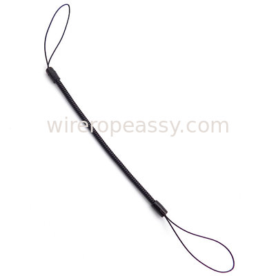 Safety 1.2mm Black PU Plastic Rope Tool LanyardsWith Elastic Rope For Hanging
