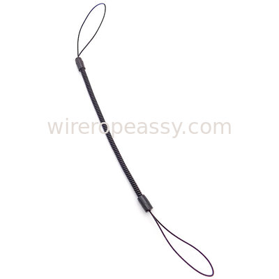 Safety 1.2mm Black PU Plastic Rope Tool LanyardsWith Elastic Rope For Hanging