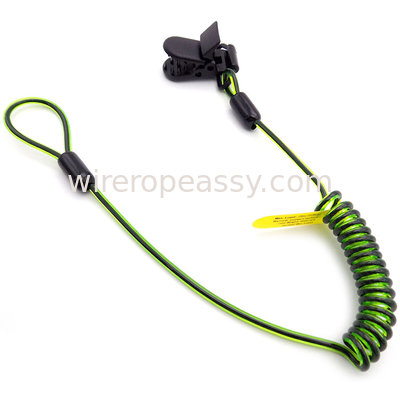 3.0mm Safety Double Color PU Coated Safety Coil Tool Lanyard With Plastic Swivel Hook
