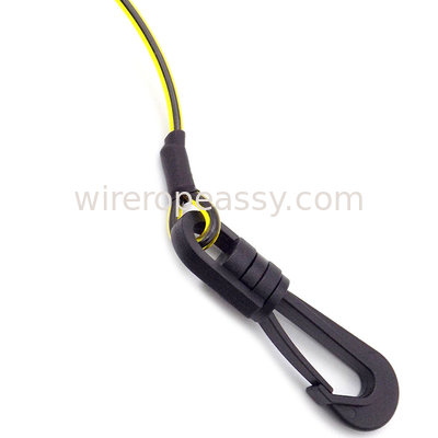 5.0mm Black PU Coated Clear Yellow PVC Diving Coil Tool Lanyard With Snaps Quick Release Buckles