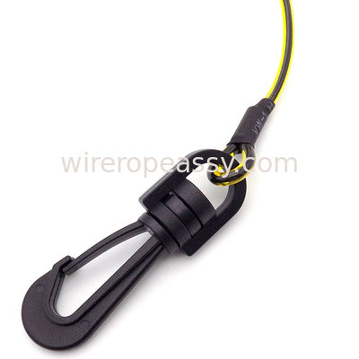 5.0mm Black PU Coated Clear Yellow PVC Diving Coil Tool Lanyard With Snaps Quick Release Buckles