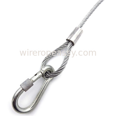 1*19 Galvanized Spring Carabiner Steel Wire With Swivel Snap Hook