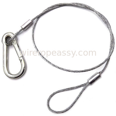 7*7 Stainless Steel Wire Rope Assembly Safety Cable With Snap Hook