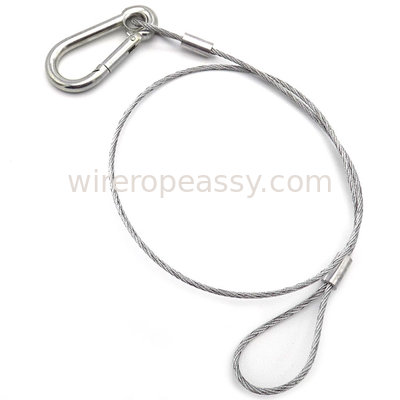 7*7 Stainless Steel Wire Rope Assembly Safety Cable With Snap Hook