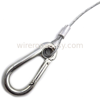 7*7 Stainless Steel Wire Rope Assembly Safety Cable With Snap Hook