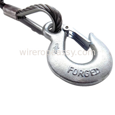 1.5Ton 8mm 7x7 Steel Wire Rope  Cable Tow Lanyard Wtih Stamped Sleeve And Eye