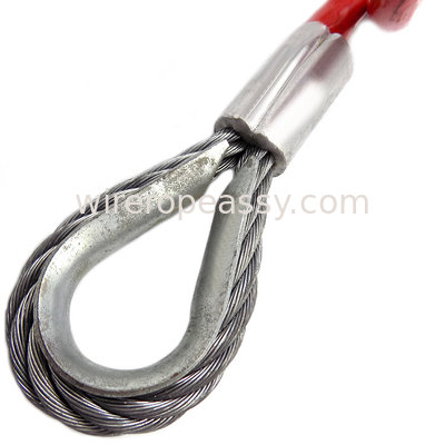 1.5Ton 8mm 7x7 Steel Wire Rope  Cable Tow Lanyard Wtih Stamped Sleeve And Eye