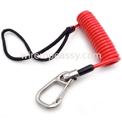 OEM Double Hook Spring Elastic Coil Lanyard  With Buckle Swivel Hook On Both Ends