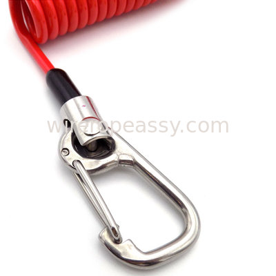 OEM Double Hook Spring Elastic Coil Lanyard  With Buckle Swivel Hook On Both Ends