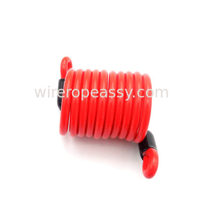 Safety Tool Lanyards Diving 7*19 Coated Red PU 900mm Galvanized Steel Wire Coiled Tool Lanyard For Air