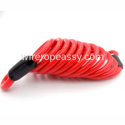 Safety Tool Lanyards Diving 7*19 Coated Red PU 900mm Galvanized Steel Wire Coiled Tool Lanyard For Air