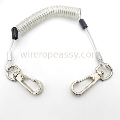 Safety Tool Lanyards Transparent PU Coated Spring Safety Retractable Tool Lanyard With Belt
