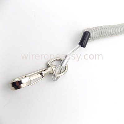 Safety Tool Lanyards Transparent PU Coated Spring Safety Retractable Tool Lanyard With Belt