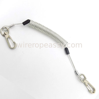 Safety Tool Lanyards Transparent PU Coated Spring Safety Retractable Tool Lanyard With Belt