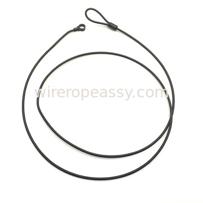 Wire Rope Assembly Security Steel Lanyard Stainless Steel Wire Black Colour All Dimentions Avaliable
