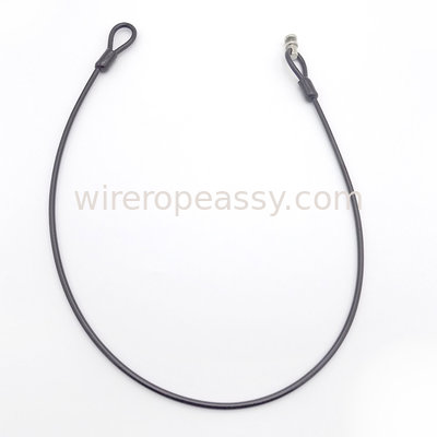 Wire Rope Assembly Security Steel Lanyard Stainless Steel Wire With Ball Black Colour All Dimentions Available