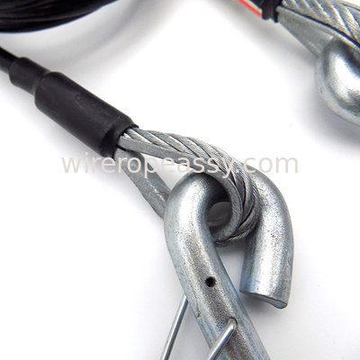 Black Coating Wire Rope Assembly Security Steel Safety Cable With Two Side S-Doghook