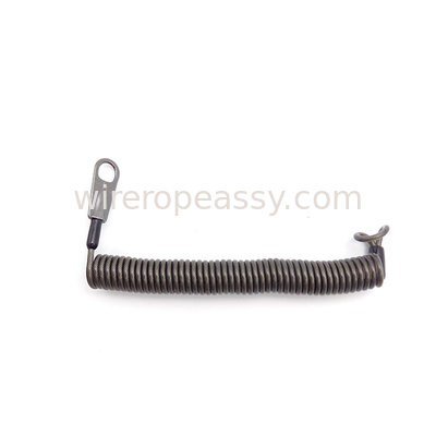 3.2mm Clear Black PU Coated Steel Wire Stretch Adjustable Tool Lanyard With Zipper Eyelet