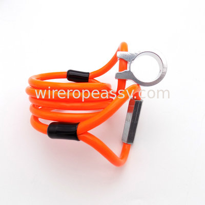 3.0mm Customized Tool Strap Orange Plastic Spiral Coiled Tool Lanyard Zinc key Ring Lock