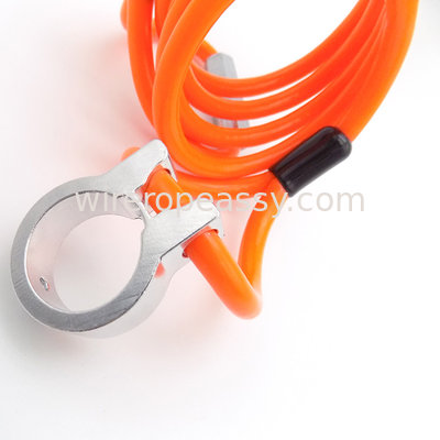 3.0mm Customized Tool Strap Orange Plastic Spiral Coiled Tool Lanyard Zinc key Ring Lock