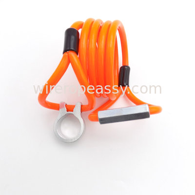 3.0mm Customized Tool Strap Orange Plastic Spiral Coiled Tool Lanyard Zinc key Ring Lock