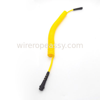 5.0mm Yellow Green PU Customized Safety Stainless Rope Diving Fishing Spring Coil Cable Retractable Tool Lanyard