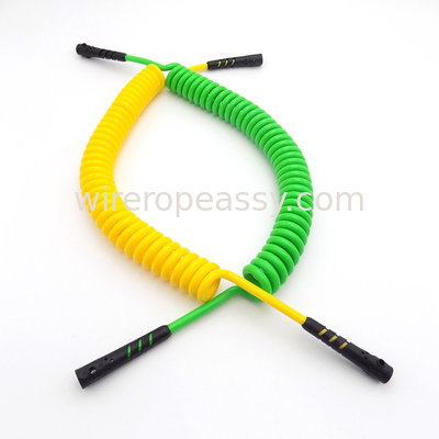 5.0mm Yellow Green PU Customized Safety Stainless Rope Diving Fishing Spring Coil Cable Retractable Tool Lanyard