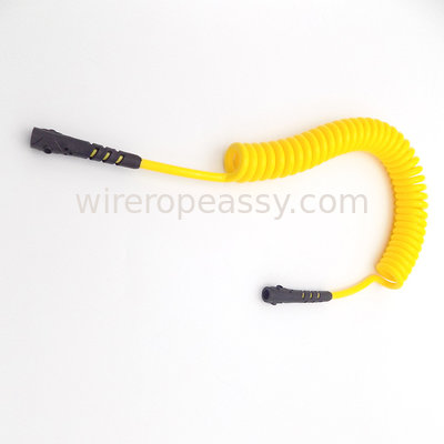 5.0mm Yellow Green PU Customized Safety Stainless Rope Diving Fishing Spring Coil Cable Retractable Tool Lanyard
