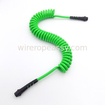5.0mm Yellow Green PU Customized Safety Stainless Rope Diving Fishing Spring Coil Cable Retractable Tool Lanyard