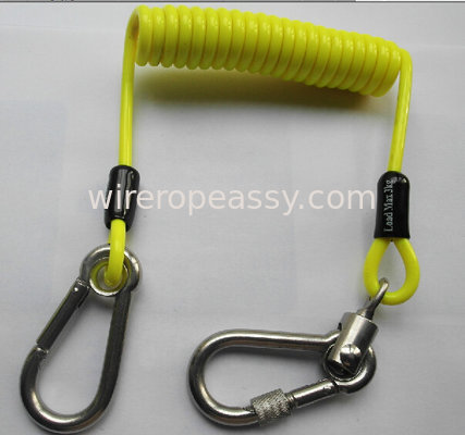 Plastic Coiled Lanyards Spring , Wrist Lanyards With Swivel Stainless Steel Carabineer