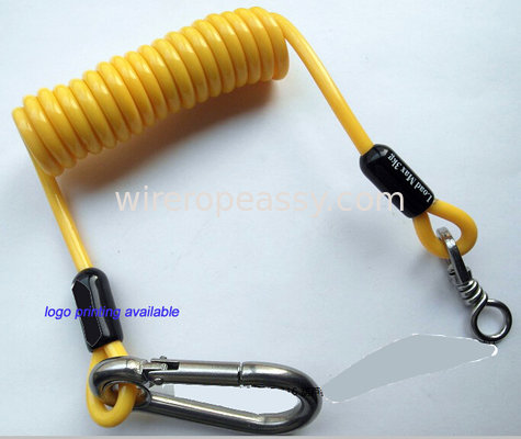 Plastic Coiled Lanyards Spring , Wrist Lanyards With Swivel Stainless Steel Carabineer