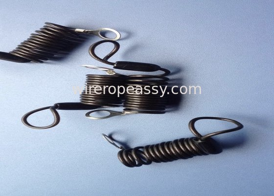 Black PVC Coating Small Safety Tool Lanyards With Loop And Terminals