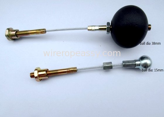 Black  Ball Nylon Coated Steel Cable  Assembly For Treadmill Use With Thread Studs