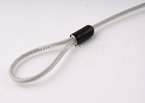 2.5 mm 7 * 7 Transparent  Wire Rope Assembly  PVC Coated With Single Loop / Double Loop