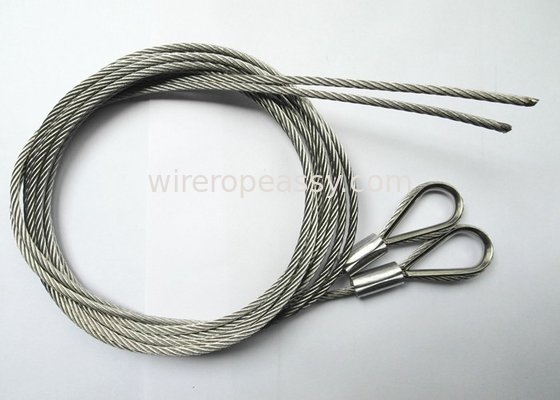 Stainless 316 Steel Wire Rope Assembly , Steel Wire Rope Fittings  2.0 mm With Thimble Eyelet Loops