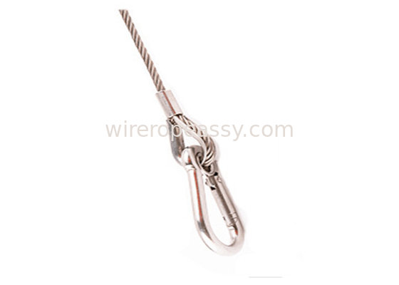 Heavy Duty 6.0 mm -11mm Stainless Steel Wire Rope Slings Web Slings With Snap Hooks