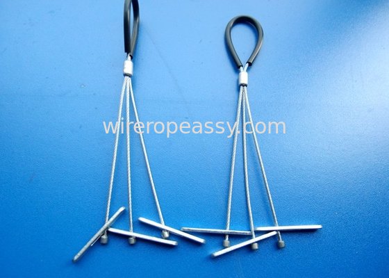 3-Leg Stop Fittings And Metal Washer Steel Cable Assembly With Soft Rubber Jacket Handle