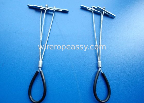 3-Leg Stop Fittings And Metal Washer Steel Cable Assembly With Soft Rubber Jacket Handle