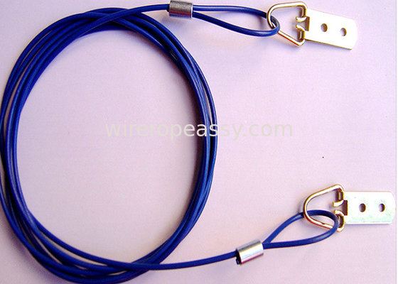 3.0mm  / 4.0mm Blue PVC Coated Glavanized Wire Ropes Slings Cable With D-rings For Hanging