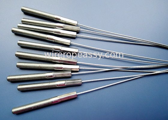 1.5 mm 7*7 Galvanized Steel Cable Assembly With M6 Threads Studs