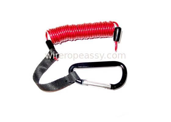 2.5 mm Red Spring Steel Wire Lanyard With Cloth Lanyard / Carabiners