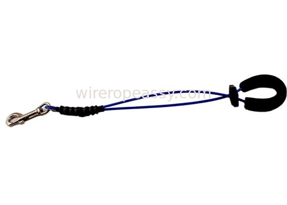 3.0 mm Blue Coated Custom Cable Assemblies ,  Dog Tie Out Cable With EVA Foam And Hook For Dog Stay