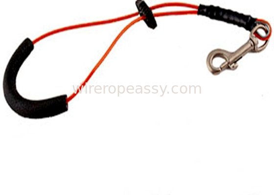 Orange Coated Wire Rope Assemblies Dog Lead / Stay Cable With Key Chain / Hooks /  Handle