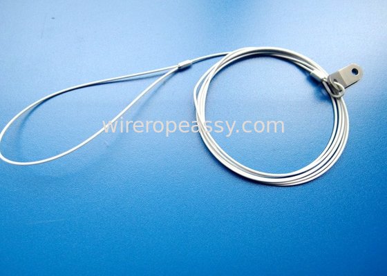 1.8 mm  Custom Wire Rope Assemblies White PA Coated Stainless Wire Lanyard With 5.0 mm Eye Tabs